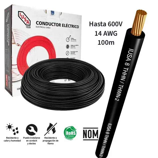 CABLE COBRE THW CALIBRE 14 NEGRO (IUSA) | GRUPO AMARO